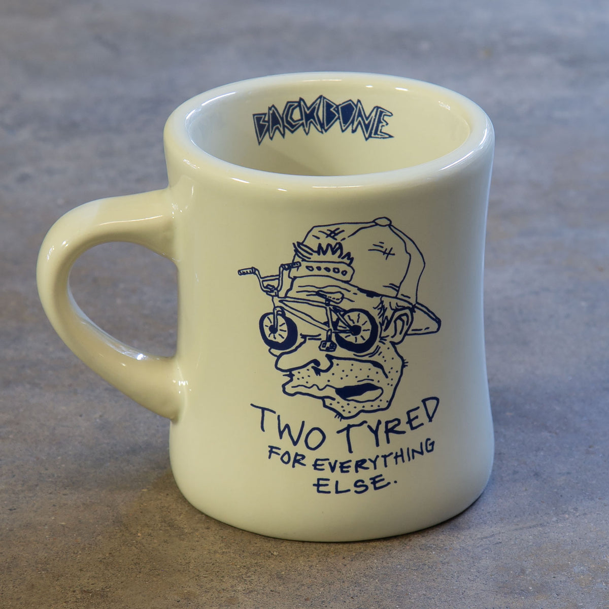 Two Tyred Diner Mug | Buy now from Backbone BMX – Back Bone BMX